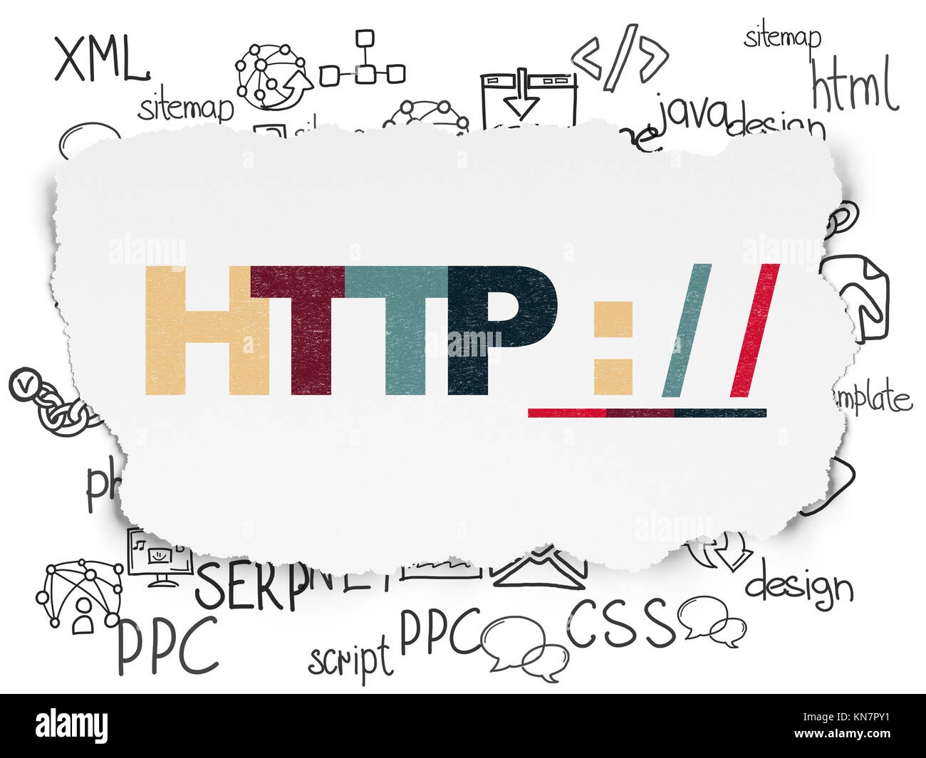 Web development concept: Http : / / on Torn Paper background Stock ...