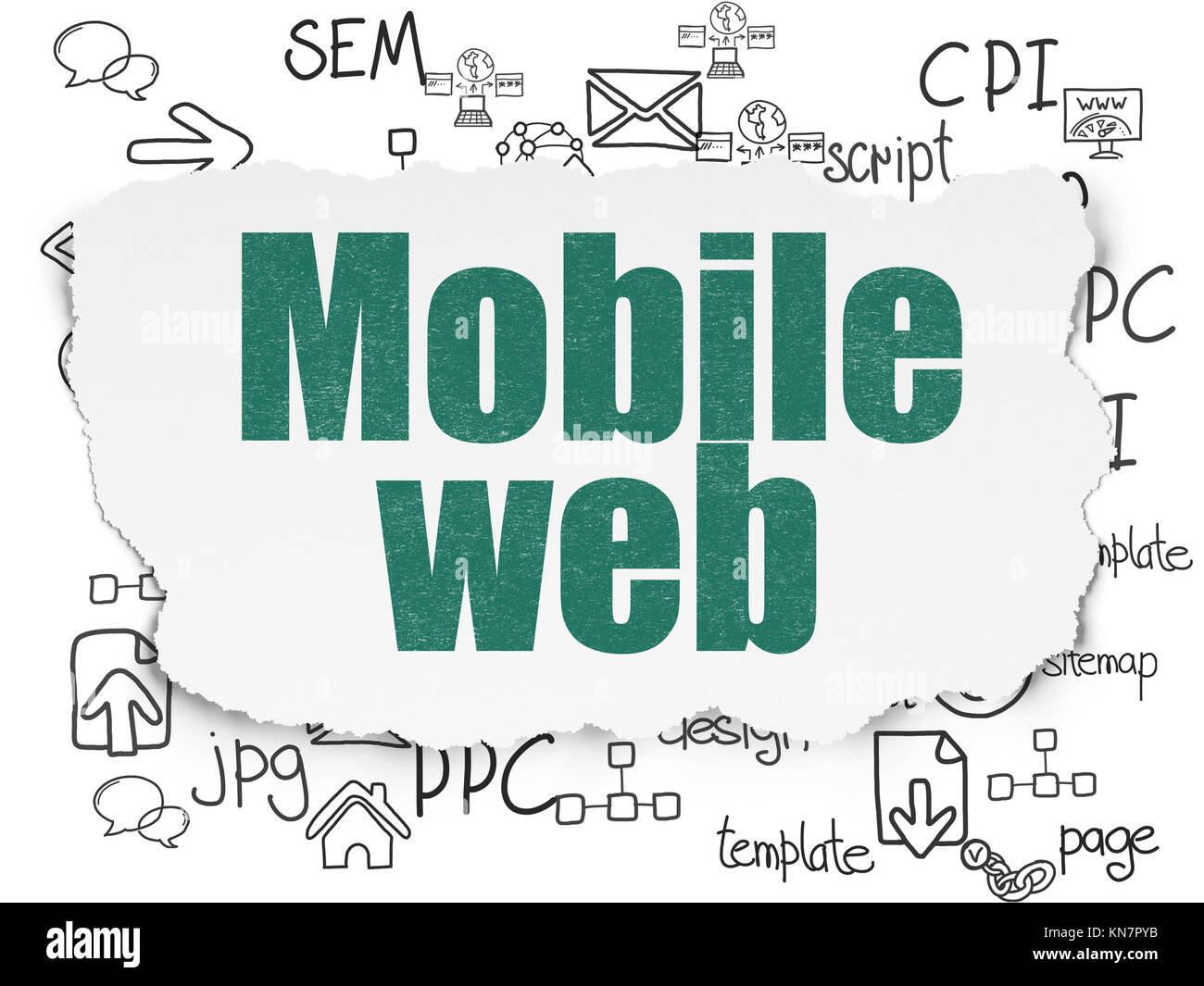 Web development concept: Mobile Web on Torn Paper background Stock ...