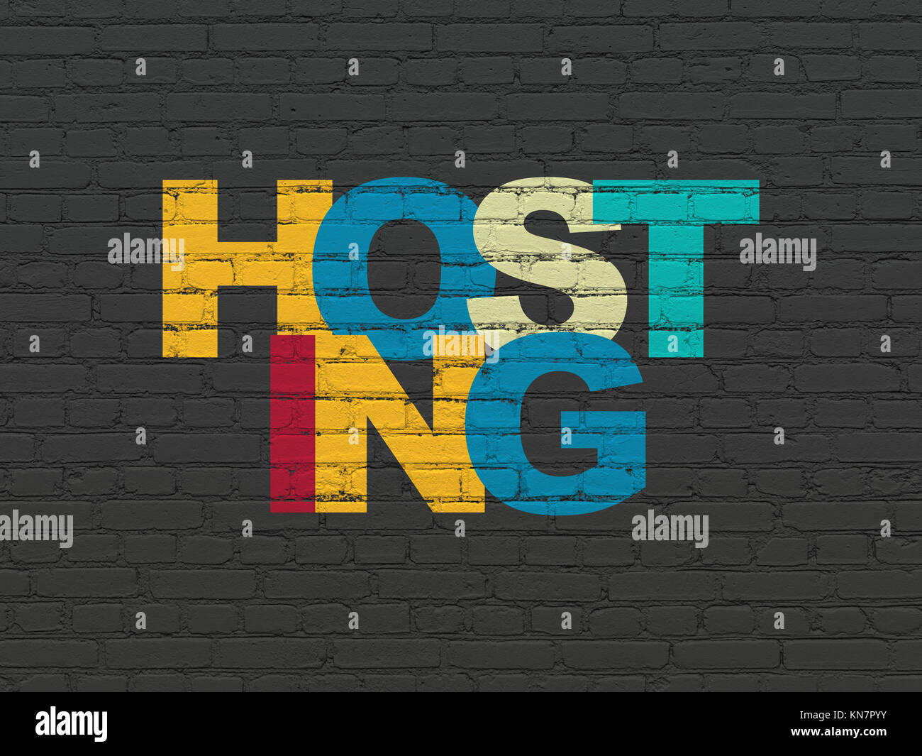 Web development concept: Hosting on wall background Stock Photo - Alamy