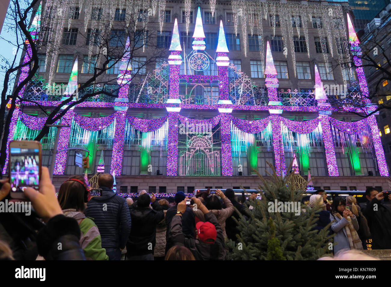 Saks Fifth Avenue's Holiday Light and Sound Display, NYC, USA Stock ...