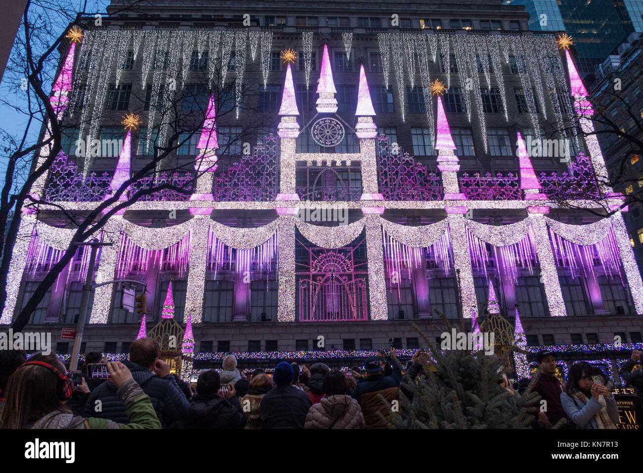Saks Fifth Avenue's Holiday Light and Sound Display, NYC, USA Stock ...