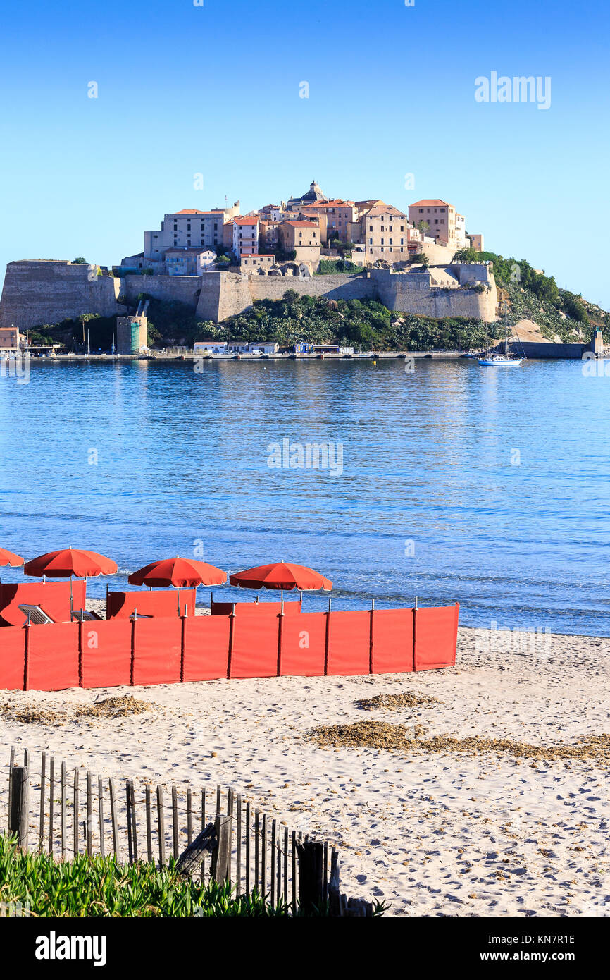 Calvi Beach and Citadel of Calvi, Corsica Stock Photo - Alamy
