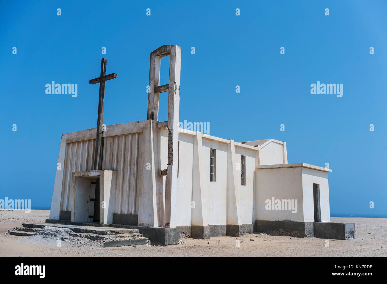 Abandoned church in the Namibe Desert. Angola, Church of the Portuguese ...