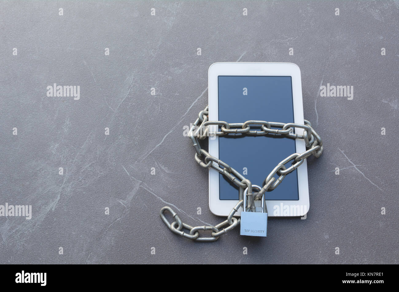 Smart phone with chain and lock for safety and security concept Stock ...