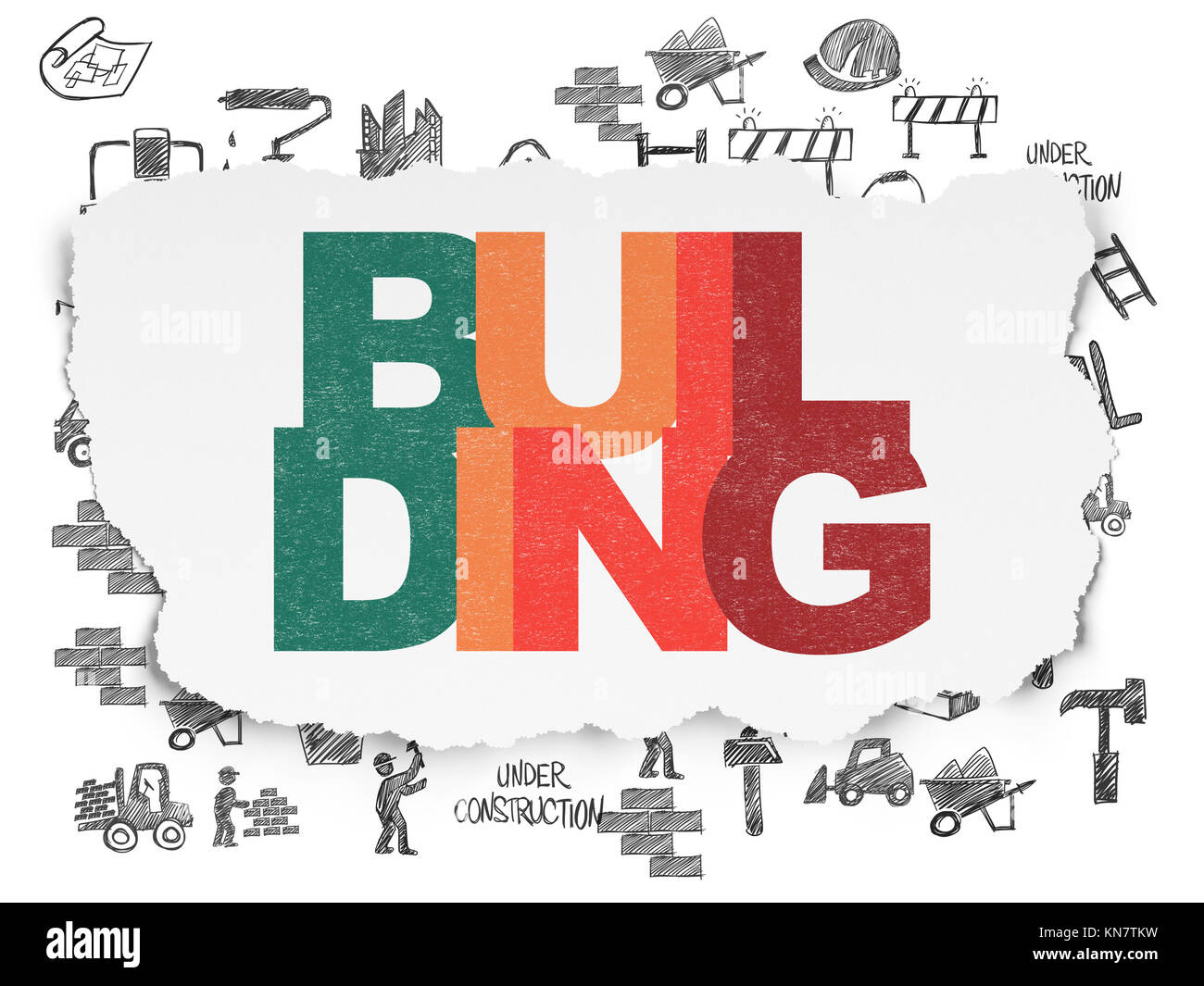 Construction concept: Building on Torn Paper background Stock Photo - Alamy
