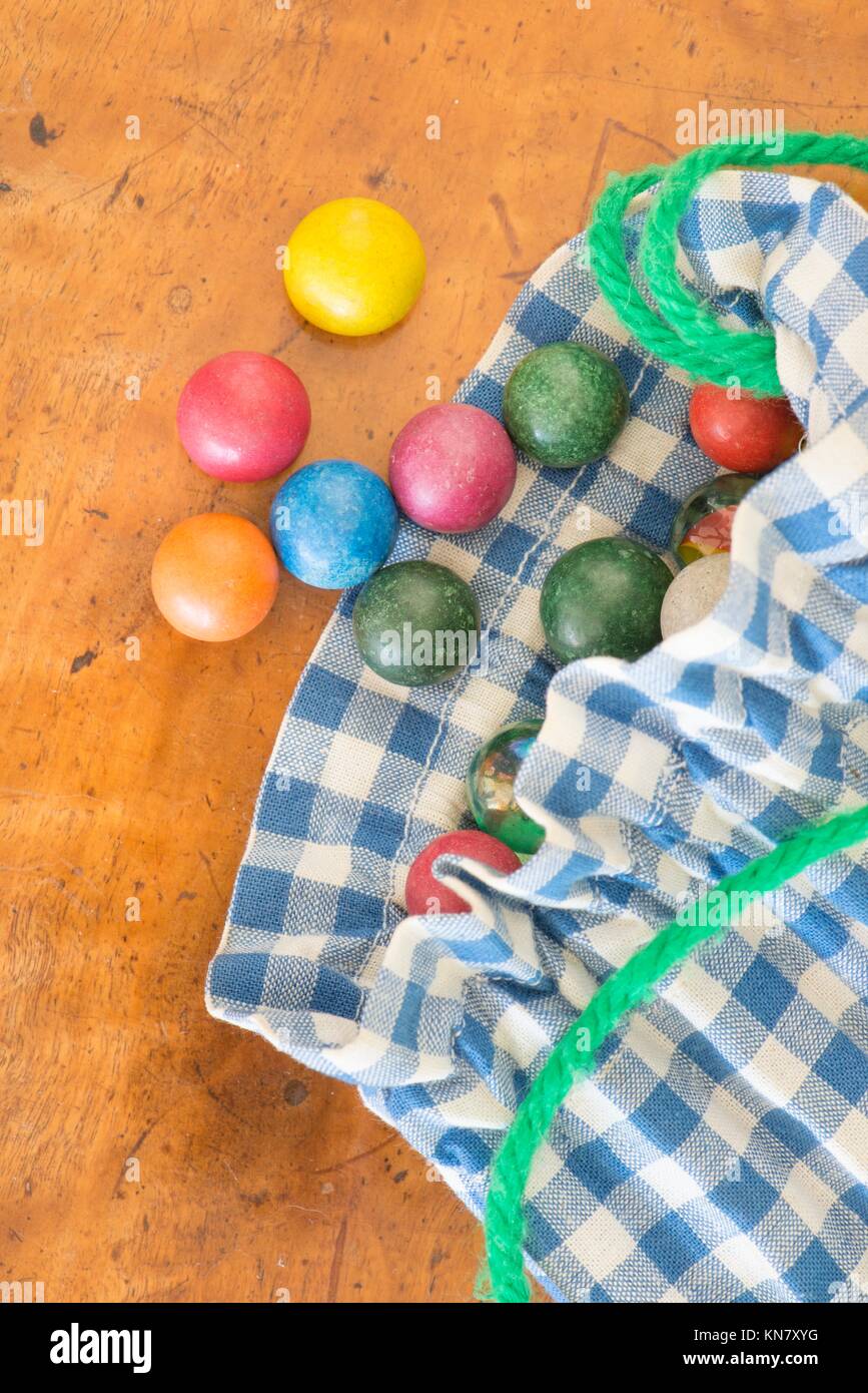 Close up of colorful toy marbles. Concept of childhood fun and a child ...