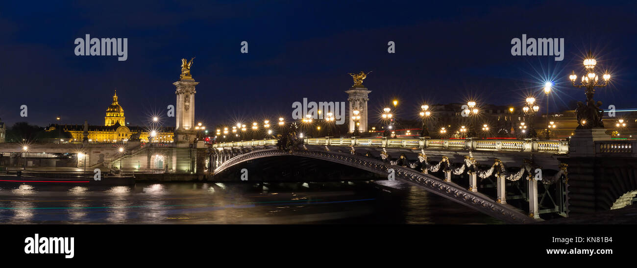 The Alexandre III bridge at night in Paris, France Stock Photo - Alamy