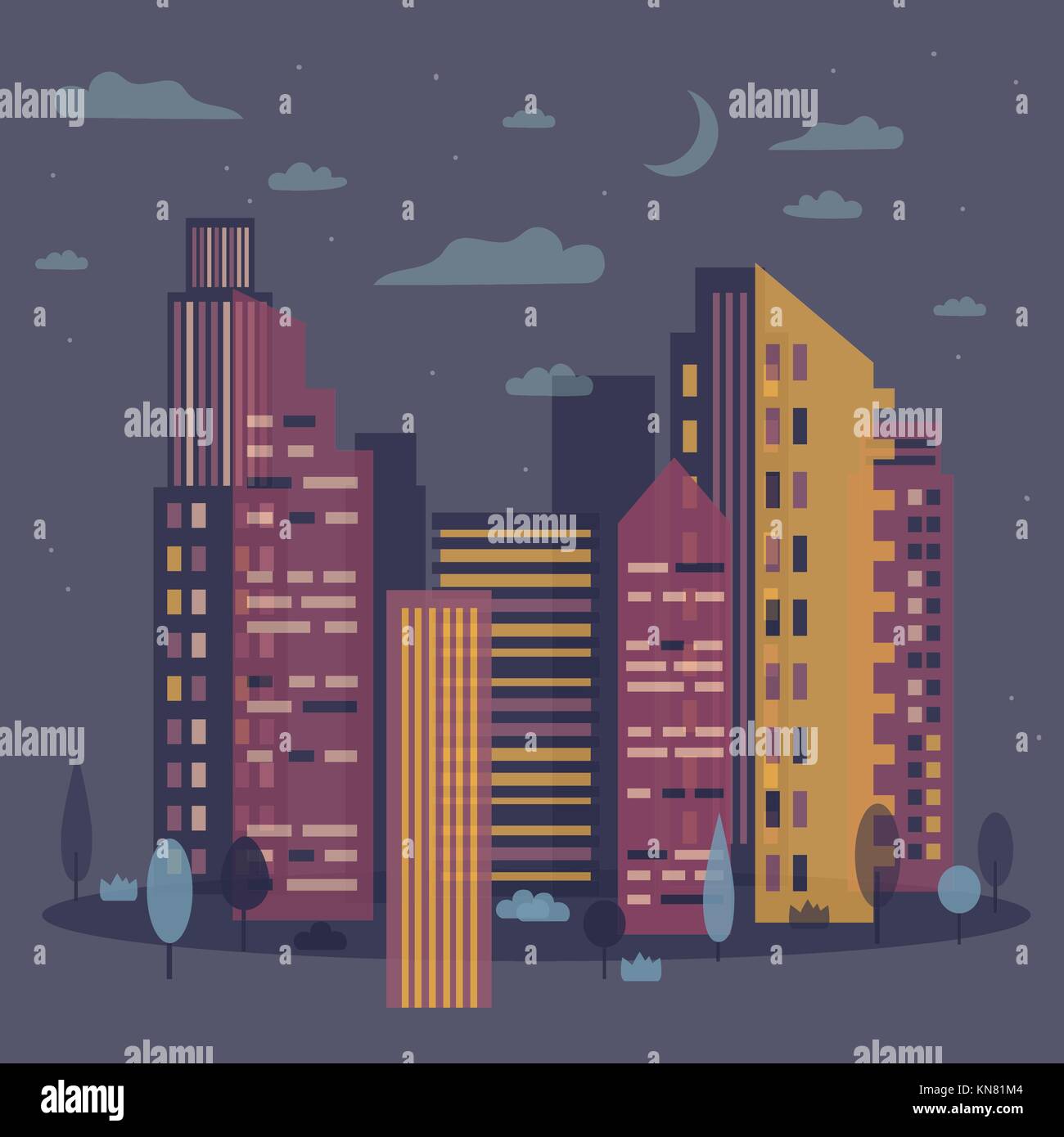 Evening view on downtown Stock Vector Images - Alamy