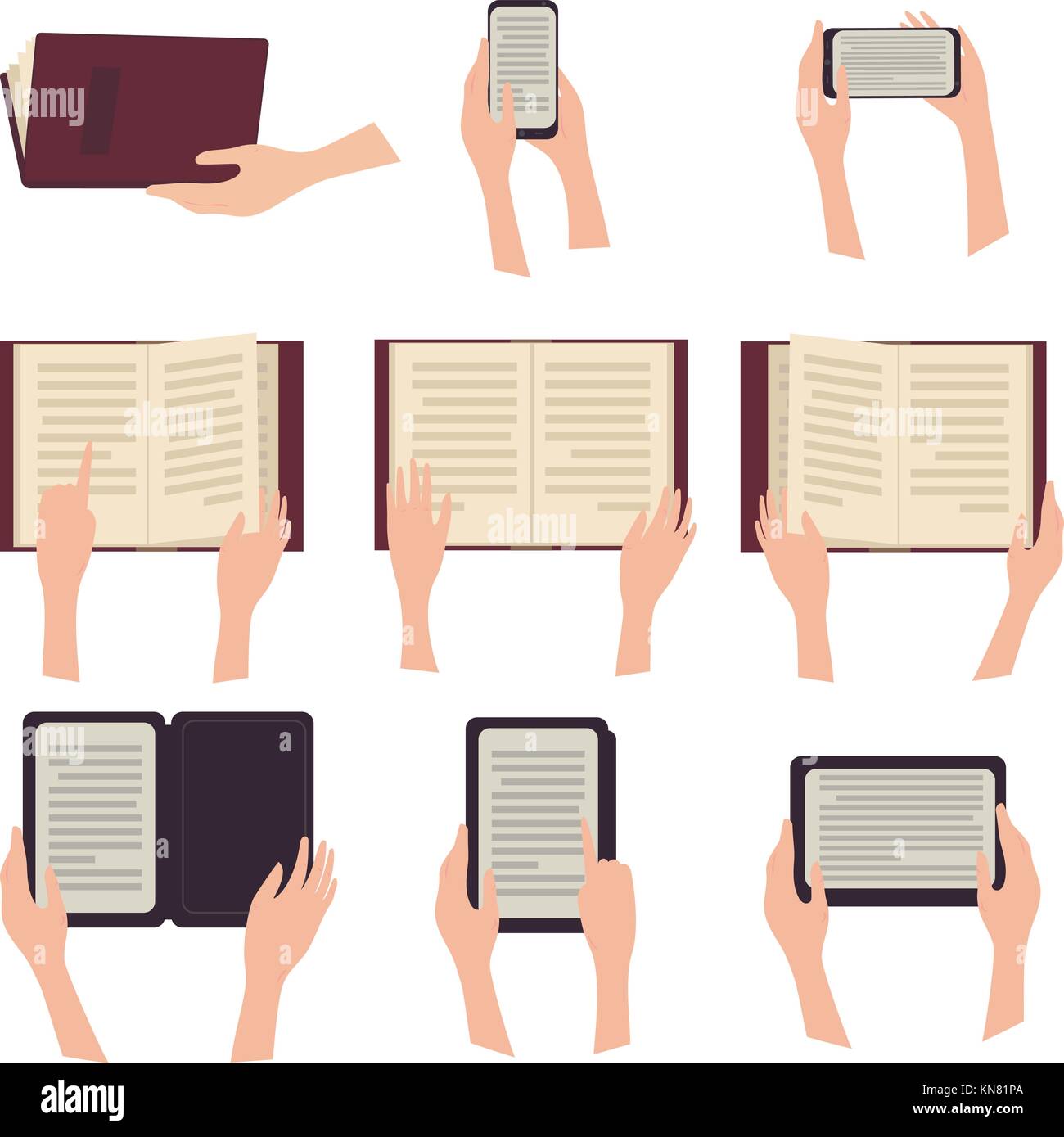 E-book, paperbook tablet and phone with text Stock Vector Image & Art ...