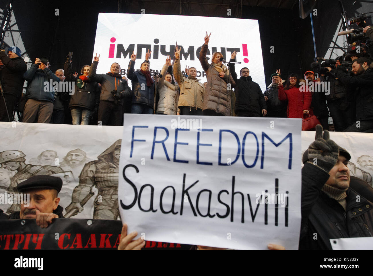 Kiev, Ukraine. 10th Dec, 2017. Supporters of former Georgian president ...