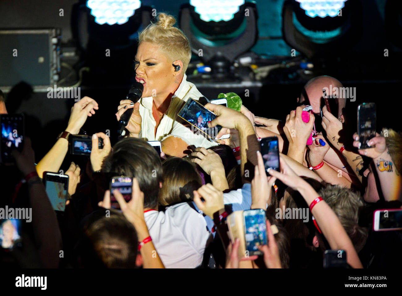 Berlin, Germany. 09th Dec, 2017. Pink performs live on stage as part of ...