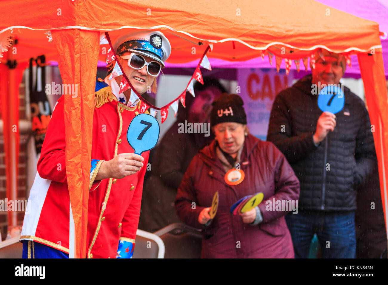 Greenwich, London, 10th December 2017. The judges give high scores for ...