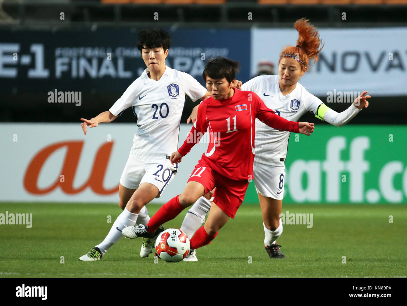 11th Dec, 2017. Two Koreas compete in East Asian Cup Cho So-hyun (R ...