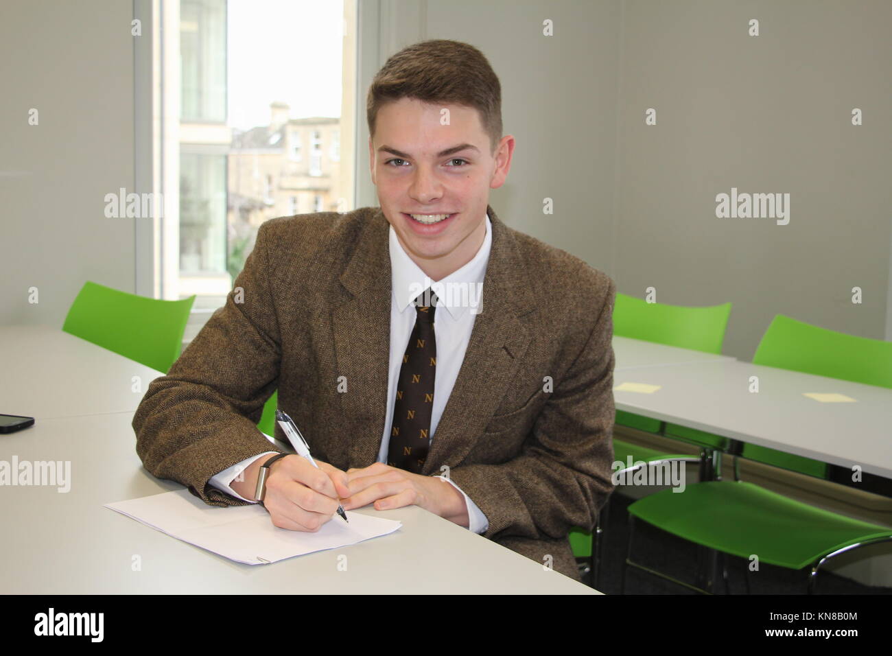 Bath, UK. 14th Nov, 2017. Charles sits in a classroom at the Norland ...