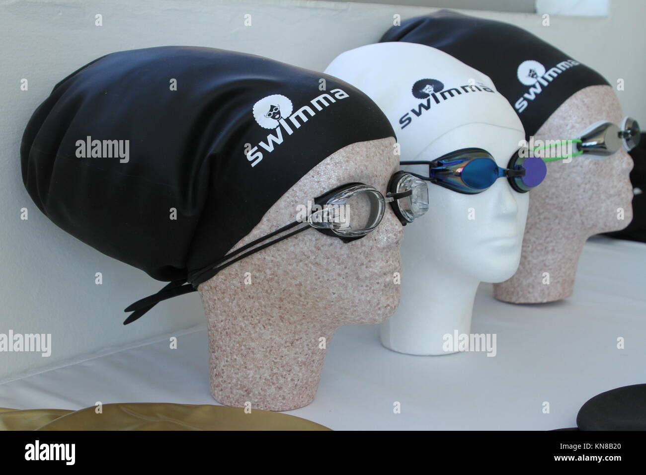 Cape Town, South Africa. 13th Nov, 2017. Swimming caps designed for ...