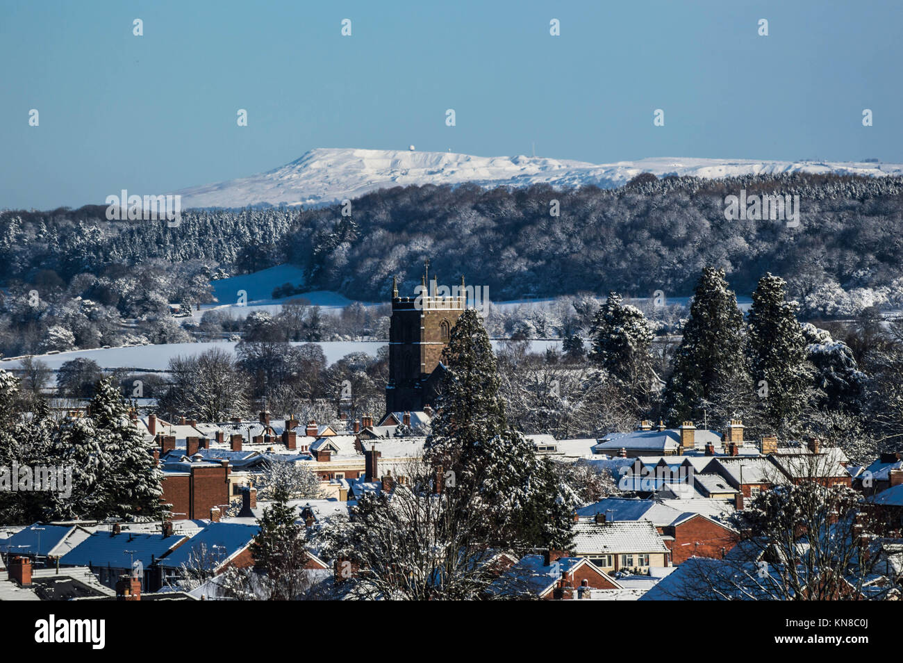Leominster, UK. 11th December, 2017. Looking towards Clee Hill from ...
