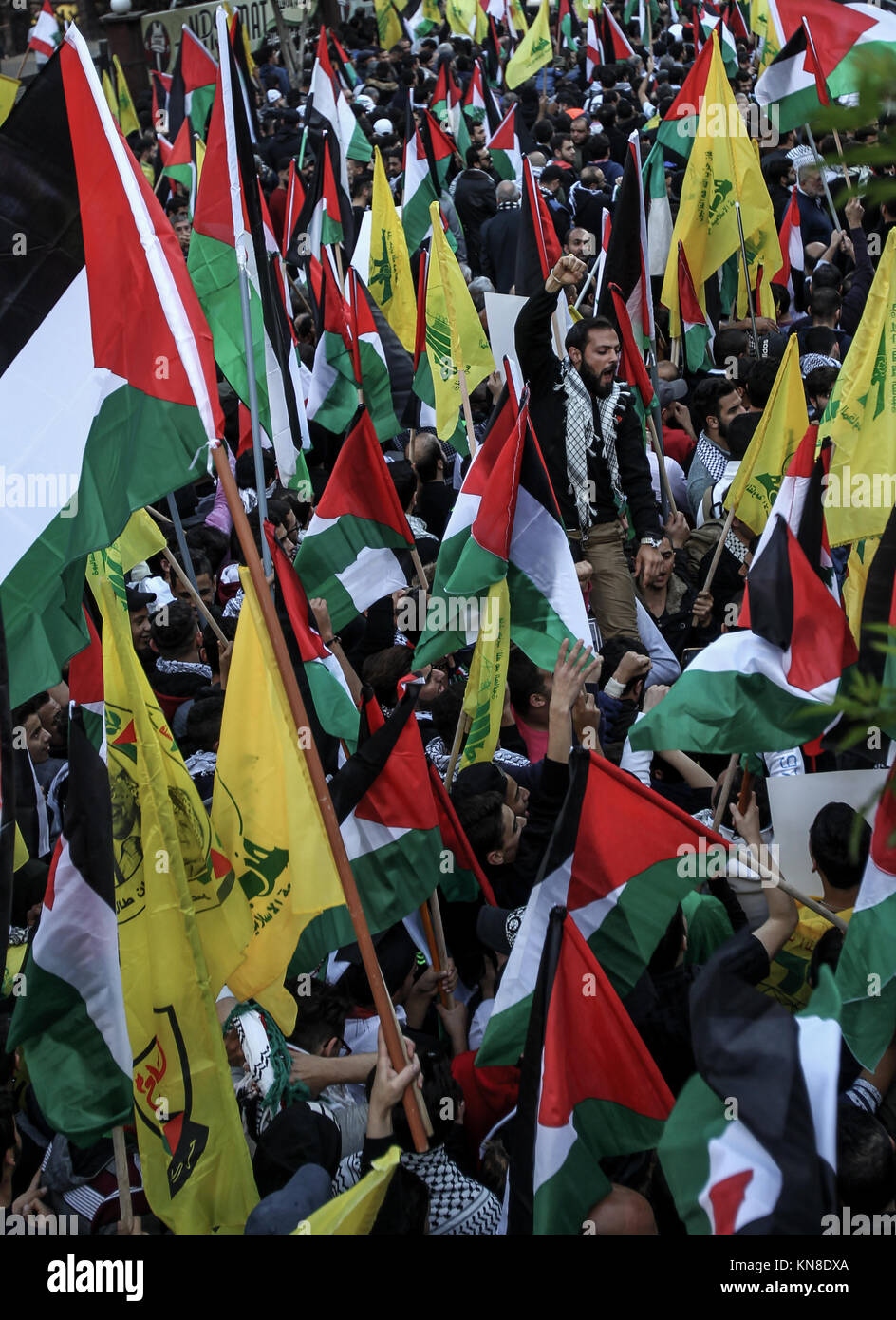 Beirut, Lebanon. 11th Dec, 2017. People attend a rally called by ...