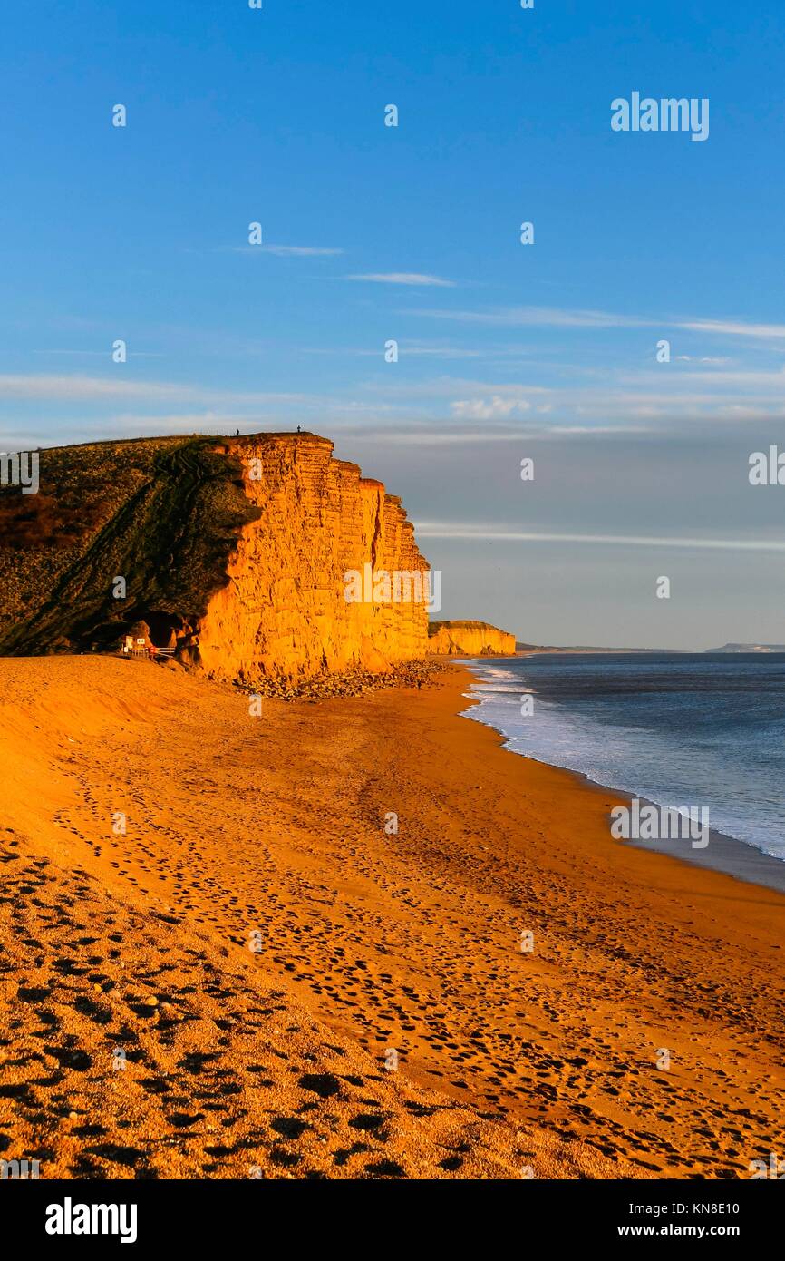 West Bay, Dorset, UK. 11th December 2017. UK Weather. East Beach and ...