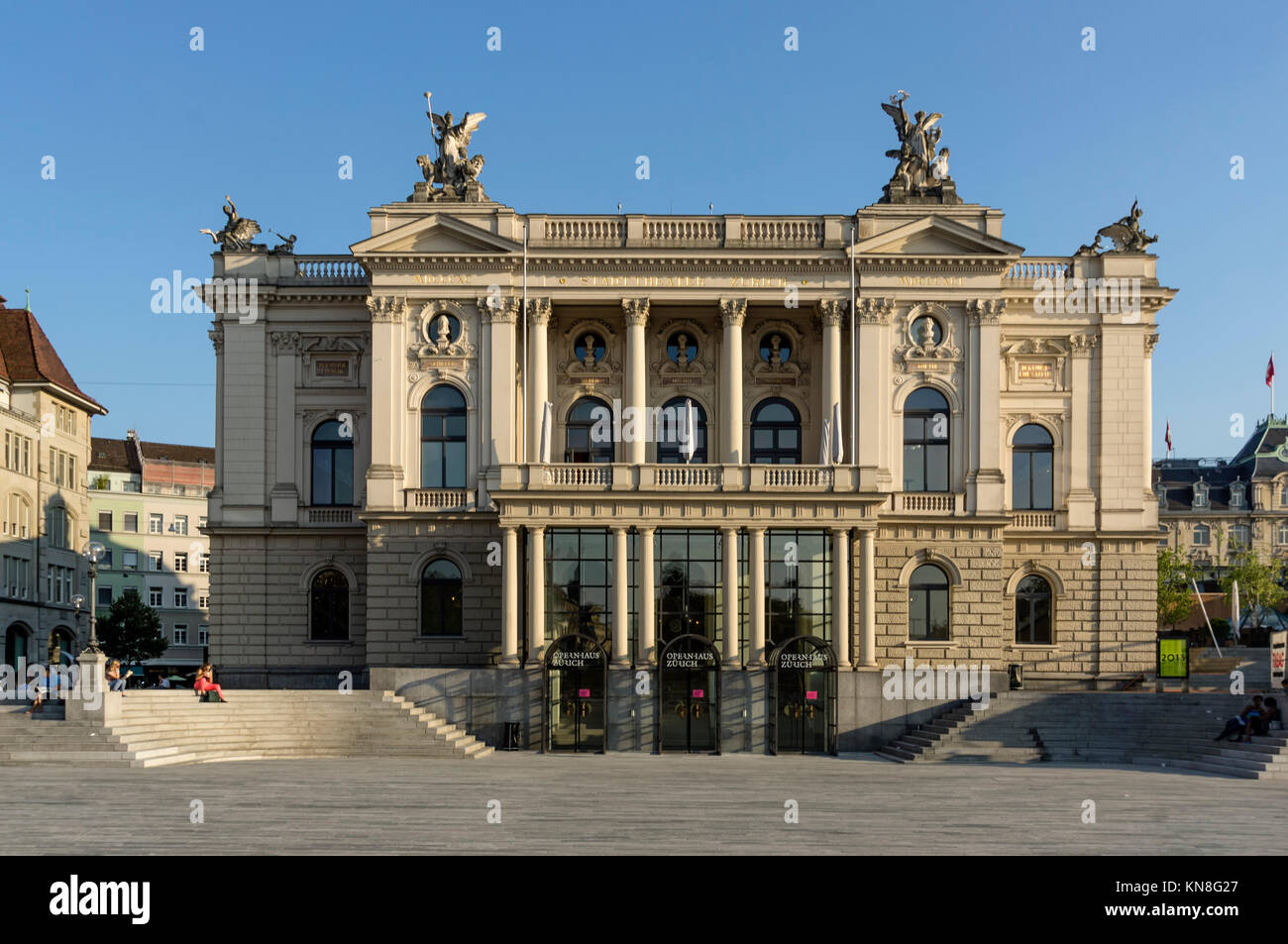 Opera House building, Sechselaeuten Square, Zurich, Switzerland Stock ...