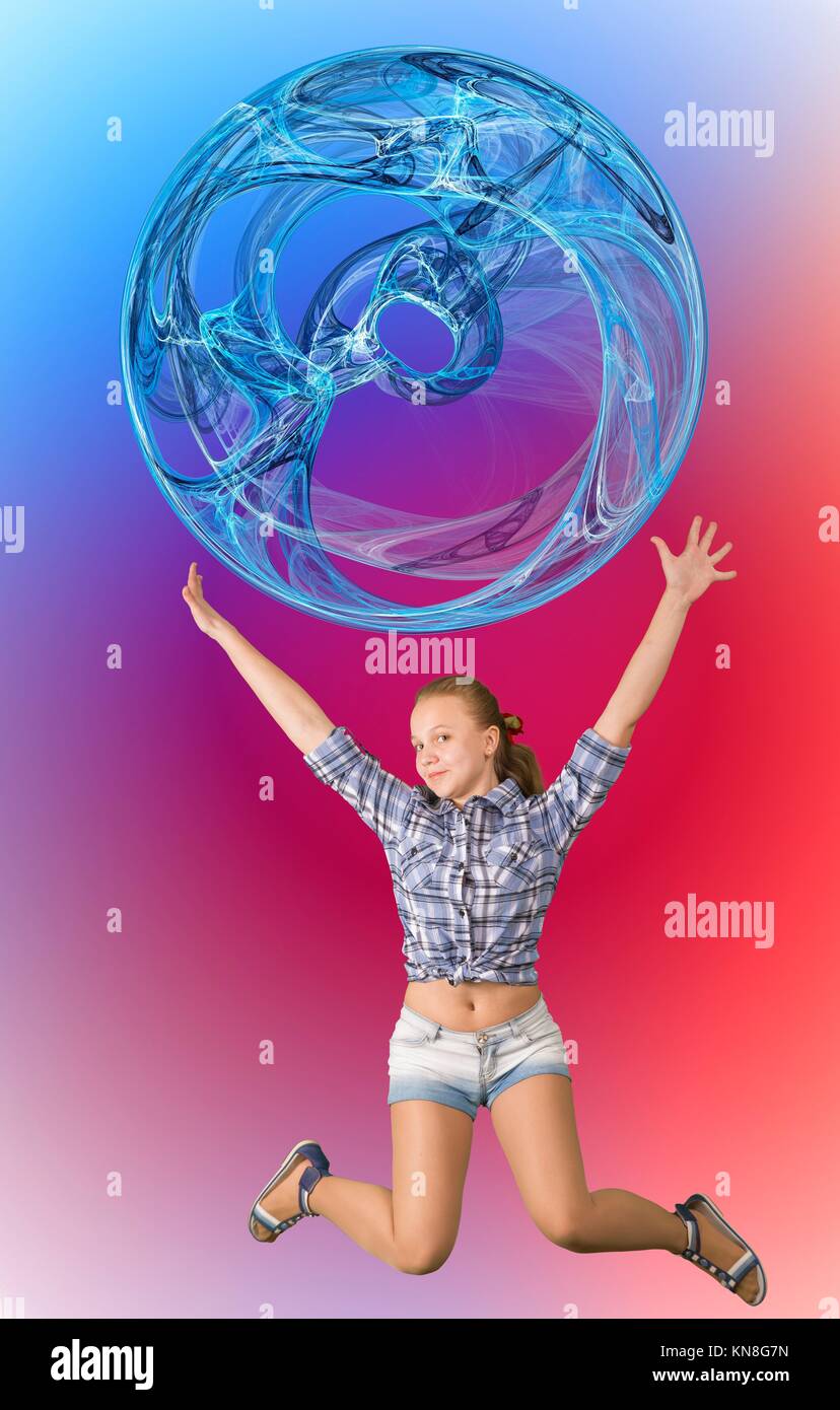 Girl jumping ball hi-res stock photography and images - Alamy