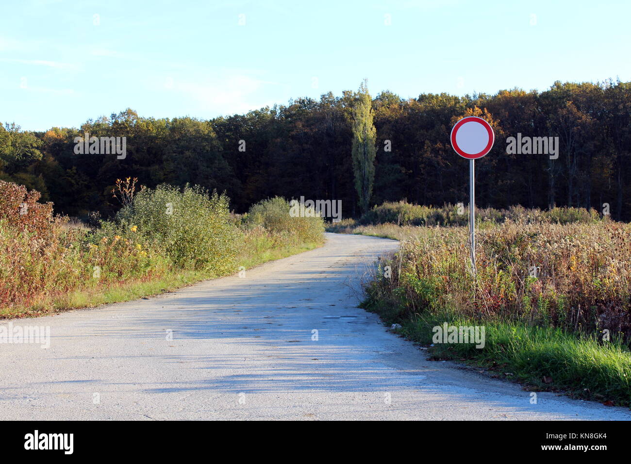 All vehicles prohibited except pedal cycles sign (round white sign with ...