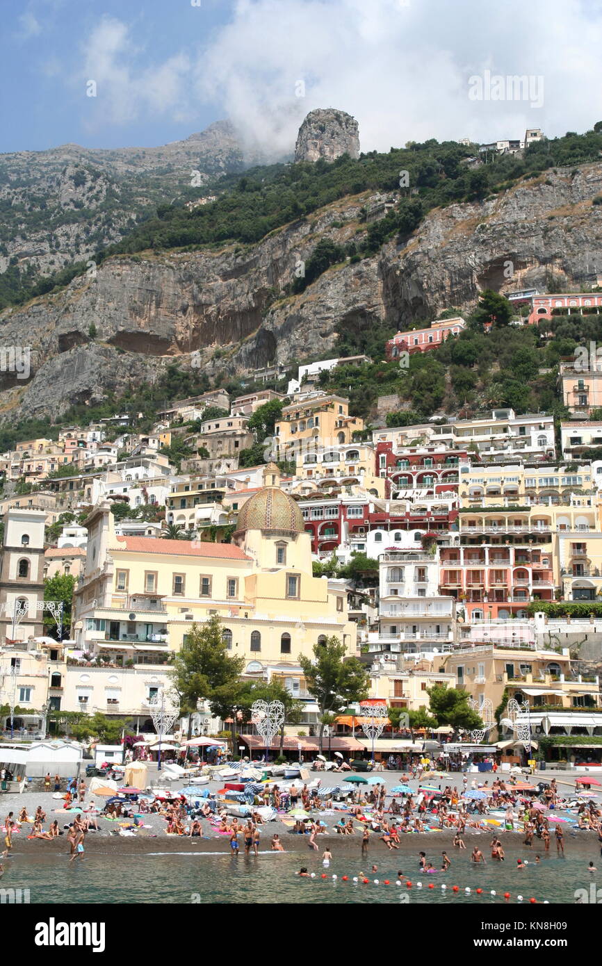 Positano beach sunbathing hi-res stock photography and images - Alamy