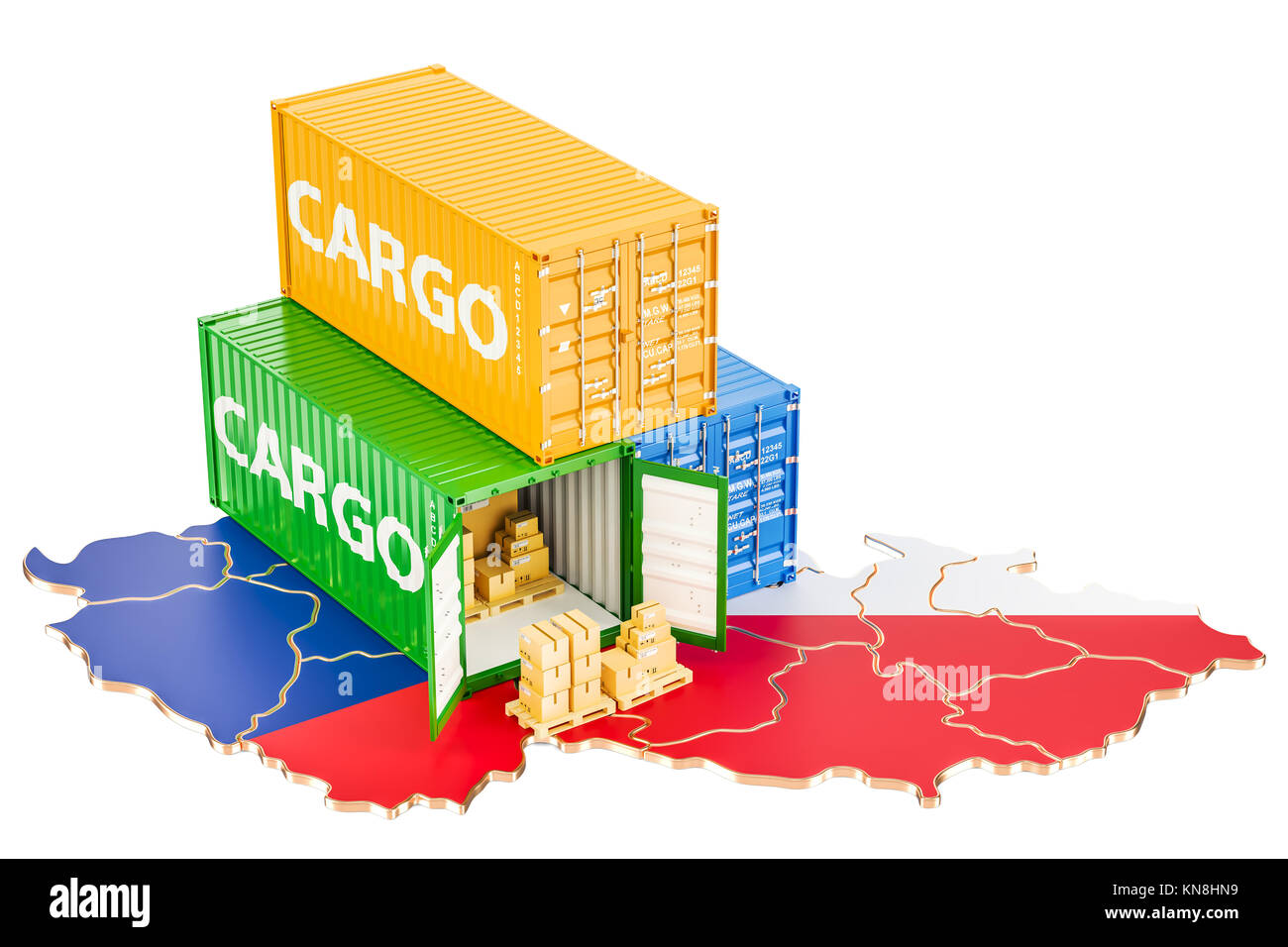 Cargo Shipping and Delivery from Czech Republic isolated on white ...
