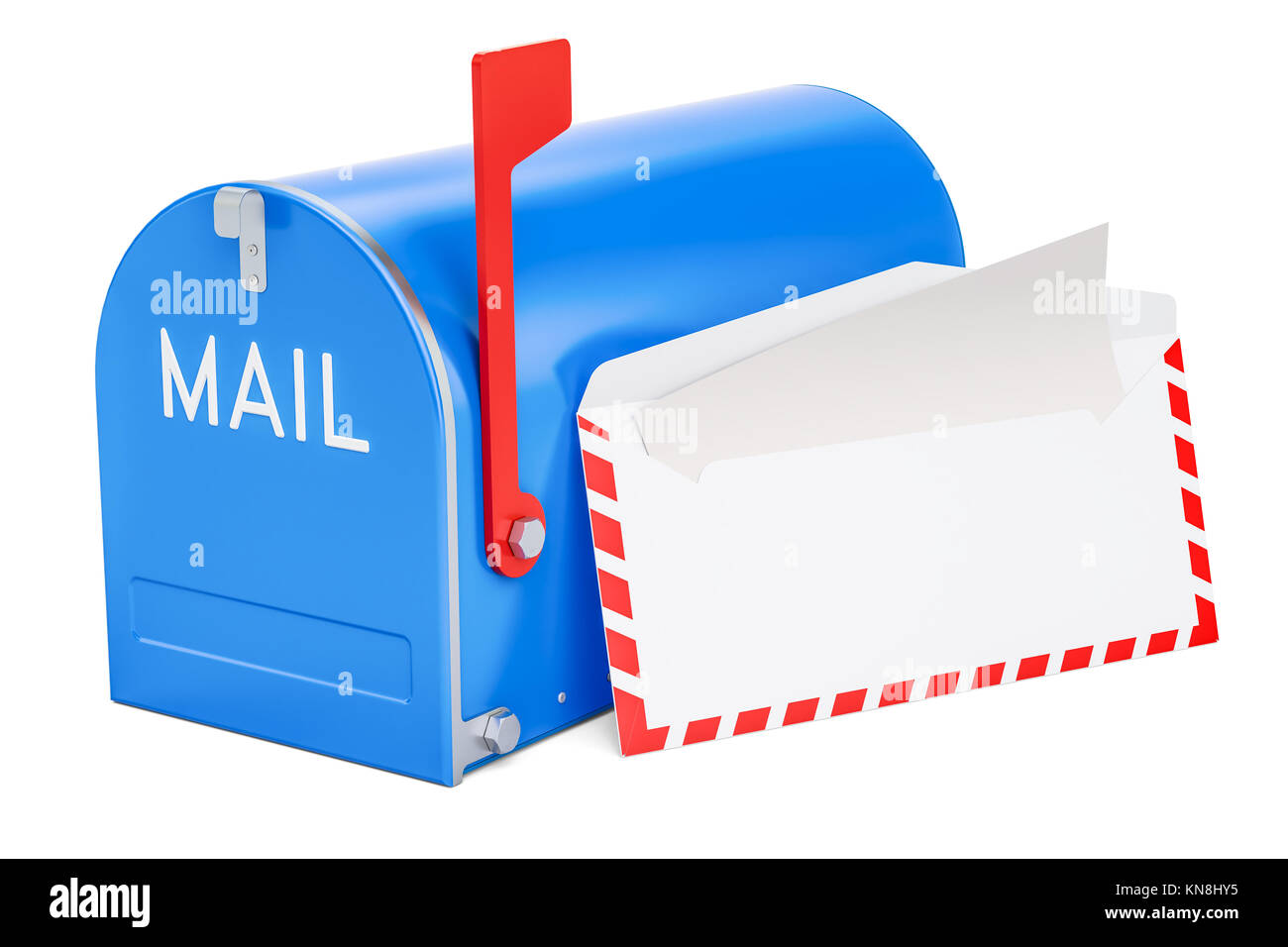 Mailbox with opened envelope and letter inside, 3D rendering Stock ...