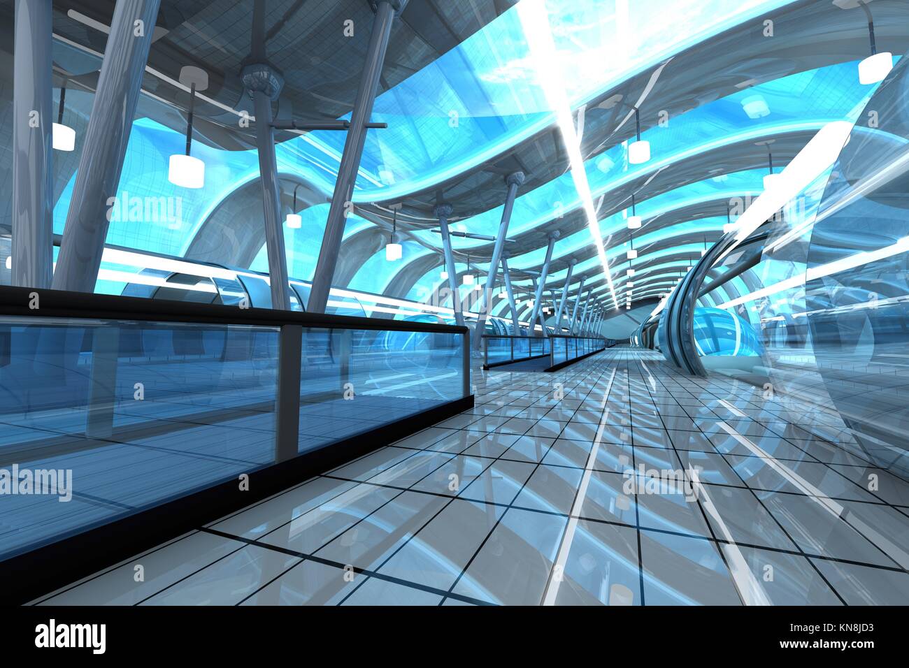Futuristic Subway Train Station 3d High Resolution Stock Photography ...