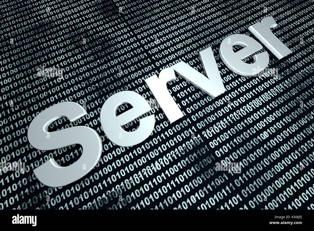 The word server in front of a binary background symbolizing the digital ...