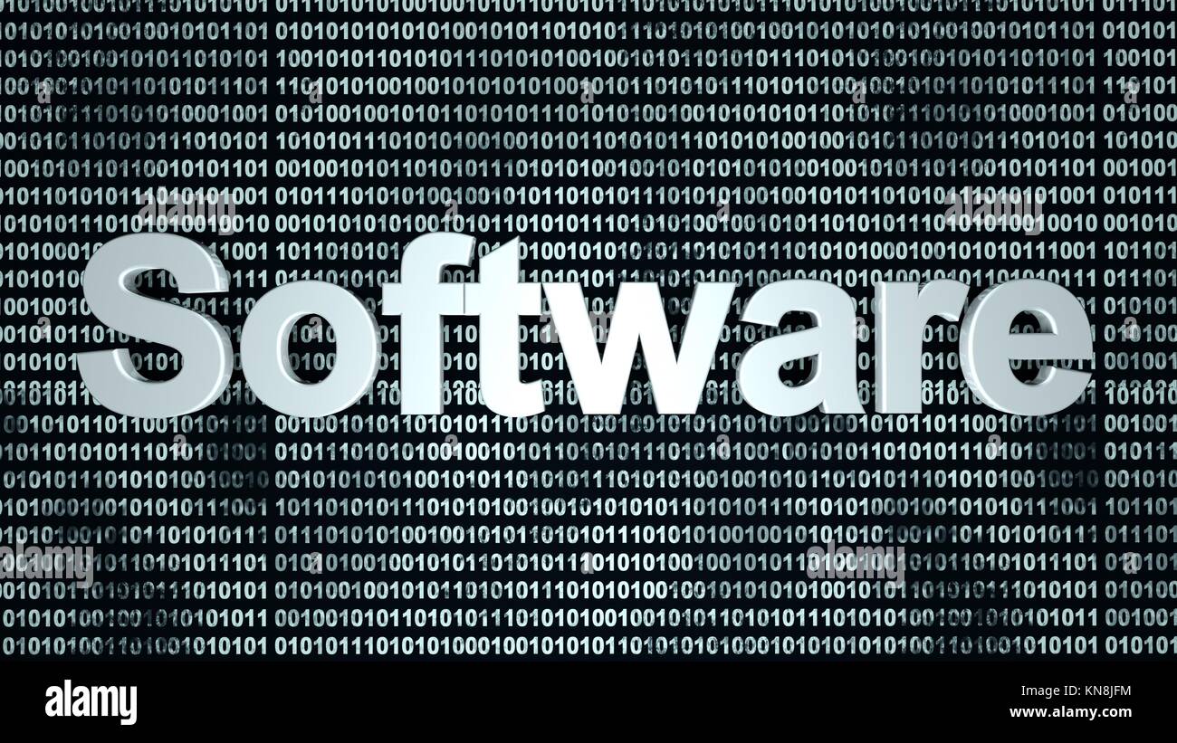 Binary code Software Development. 3D Illustration Stock Photo - Alamy