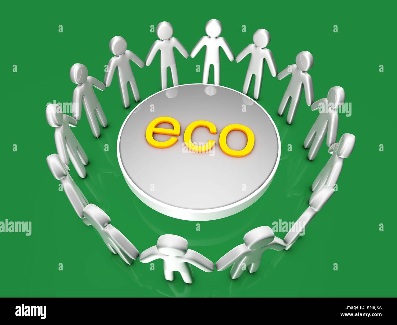Ecology. A group of icon people standing in a circle Stock Photo - Alamy