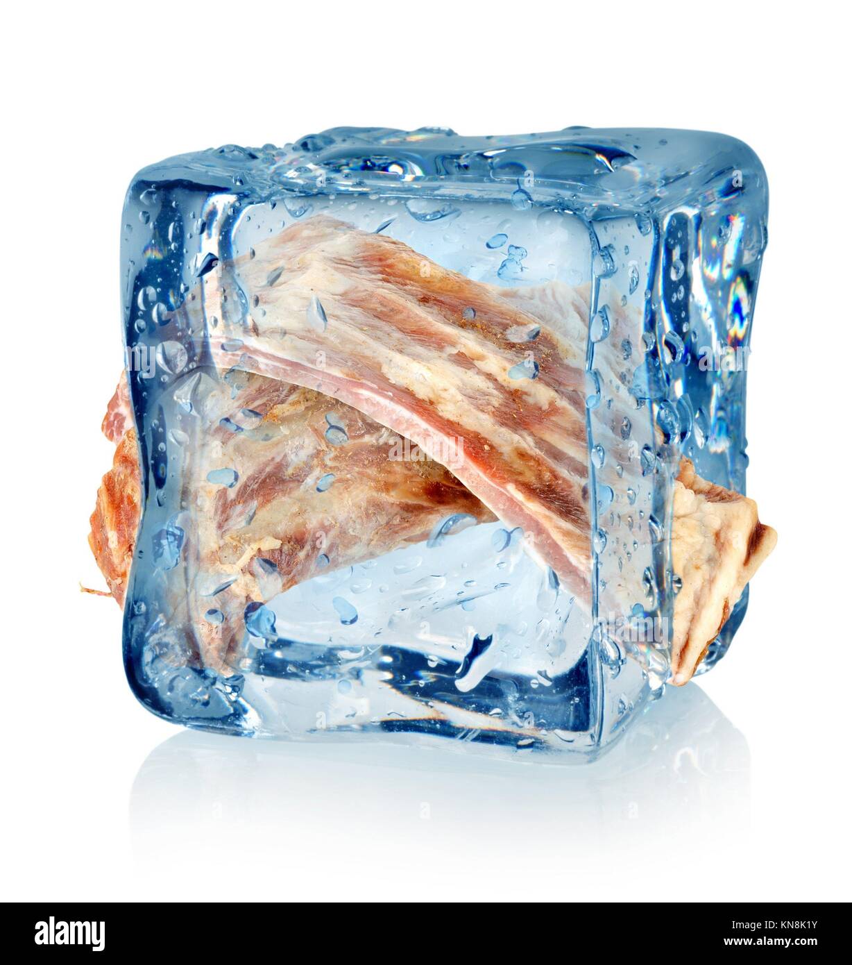 Ice cube and ribs isolated on a white background Stock Photo - Alamy