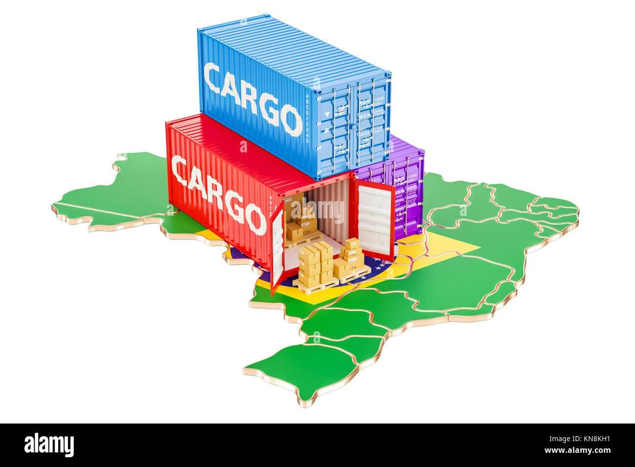 Cargo Shipping and Delivery from Brazil isolated on white background ...