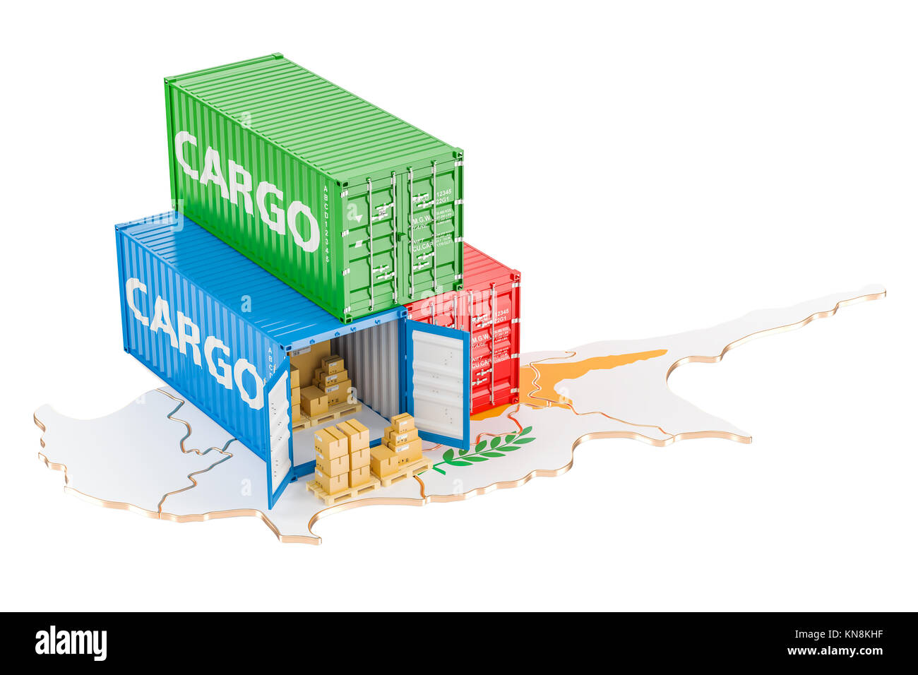 Cargo Shipping and Delivery from Cyprus isolated on white background ...