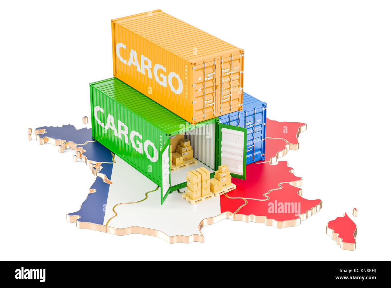 Cargo Shipping and Delivery from France isolated on white background ...