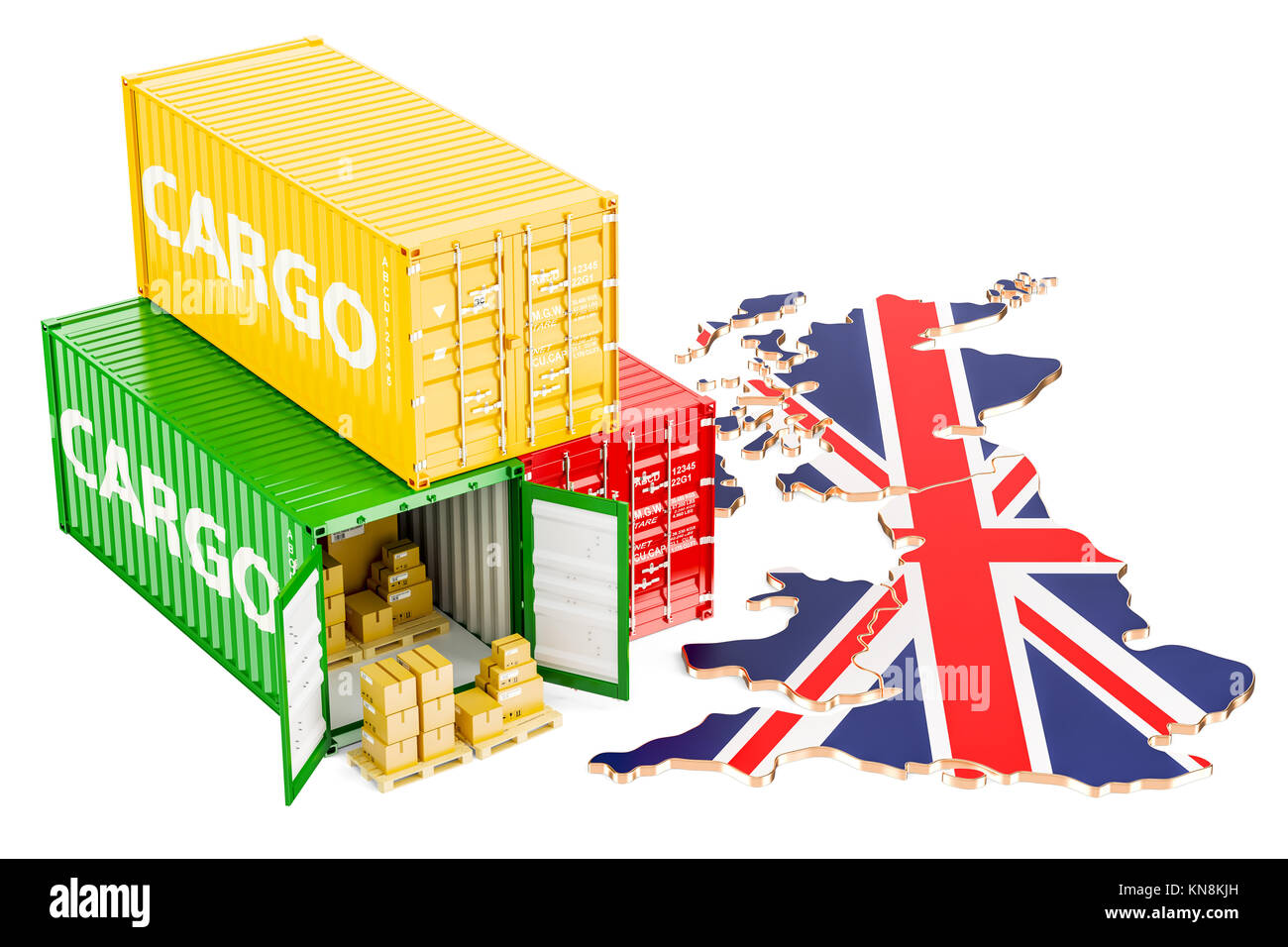 Cargo Shipping and Delivery from Great Britain isolated on white ...