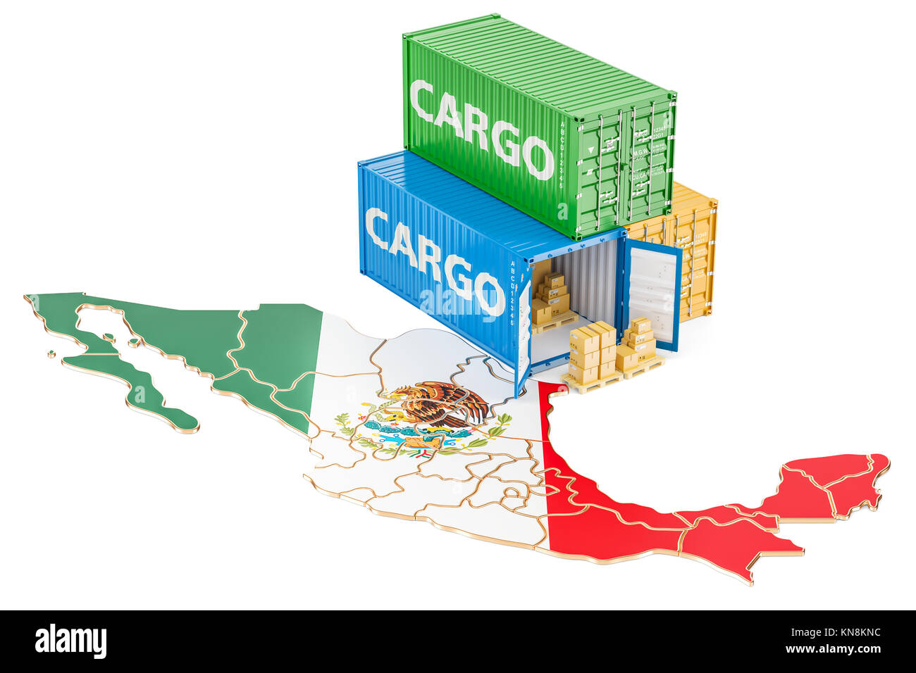 Cargo Shipping and Delivery from Mexico isolated on white background ...