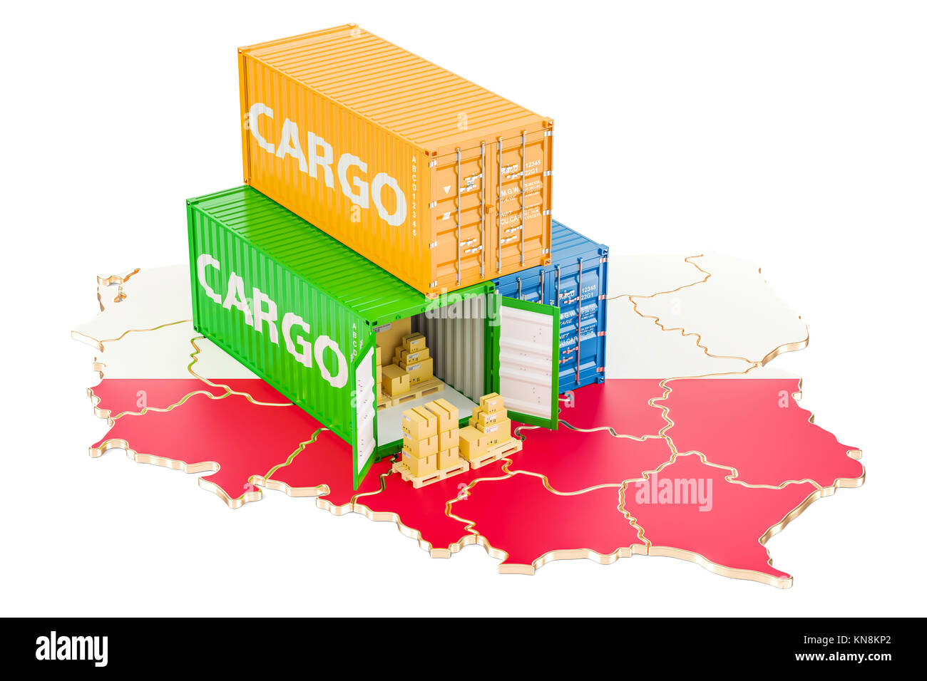 Cargo Shipping and Delivery from Poland isolated on white background ...