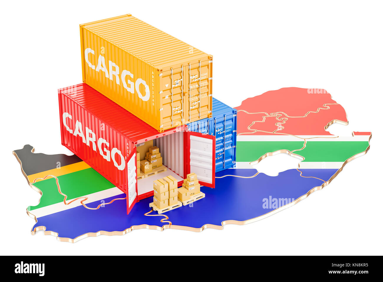 Cargo Shipping and Delivery from South Africa isolated on white ...