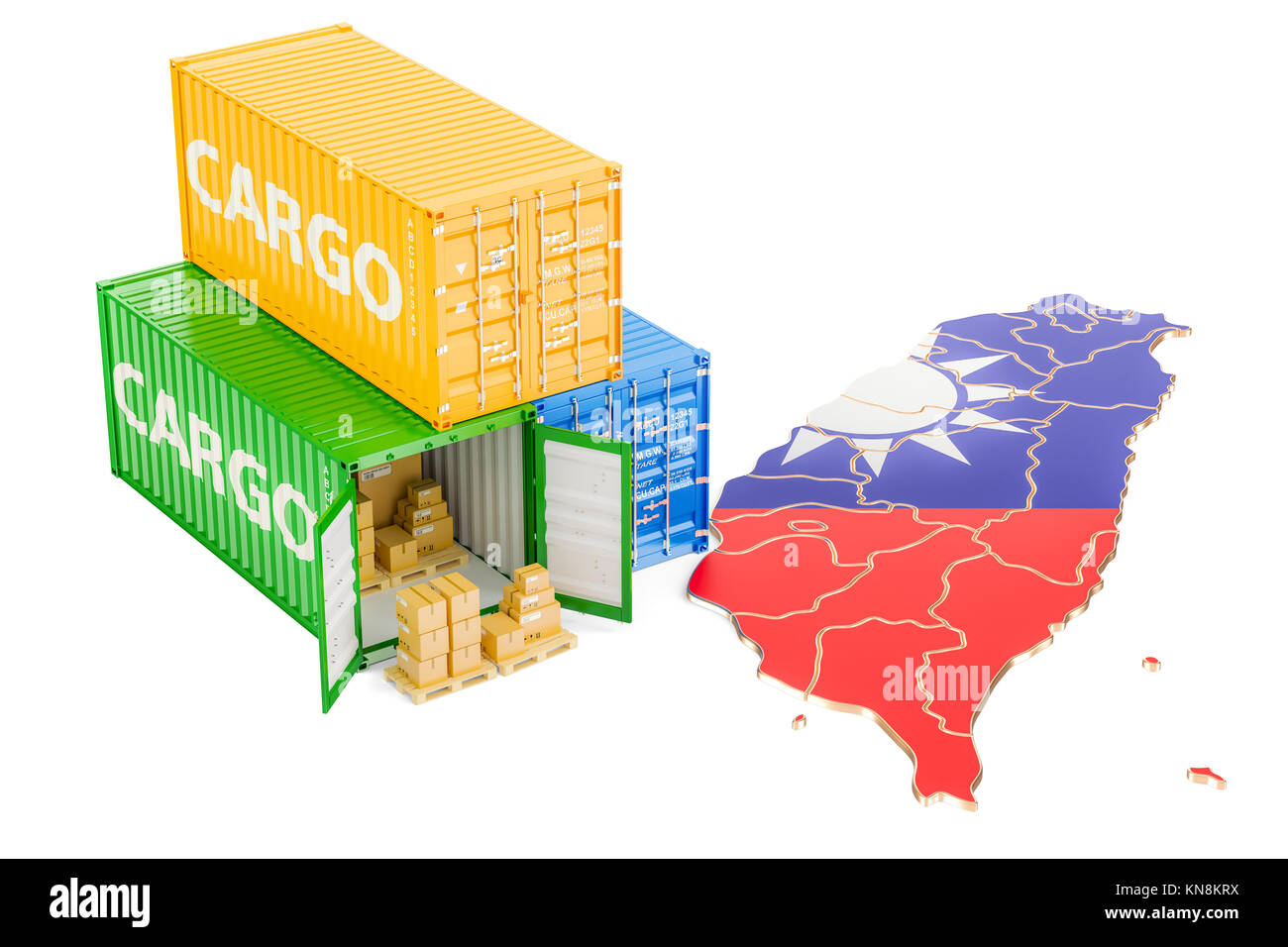 Cargo Shipping and Delivery from Taiwan isolated on white background ...