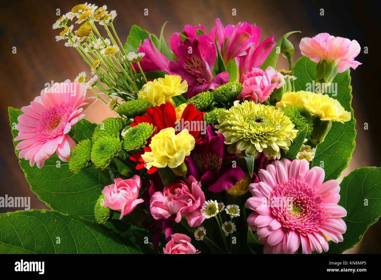 Composition with bouquet of flowers Stock Photo - Alamy