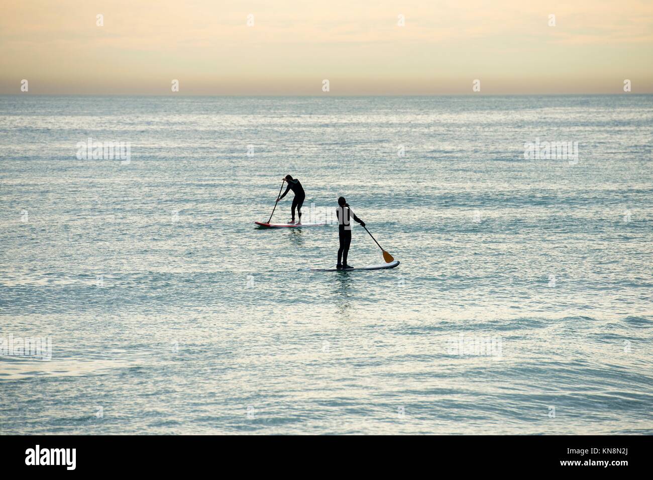 Paddle surf on the beach Stock Photo - Alamy