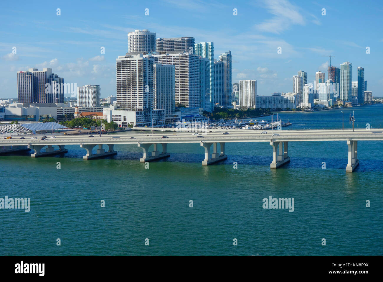Aerial view of Miami Beach with highway in foreground Stock Photo - Alamy
