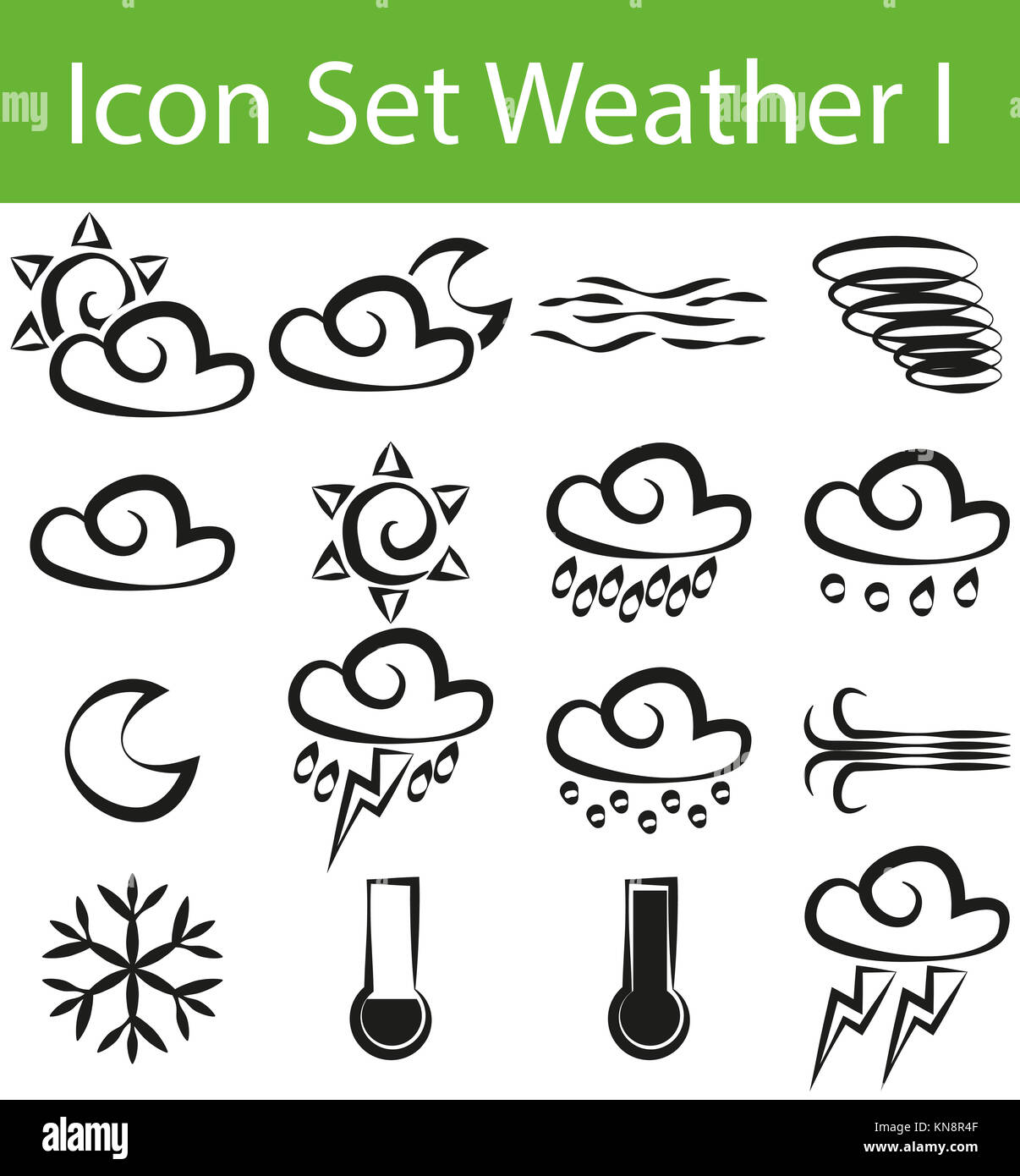 Icon Set Weather I with 16 icons for the creative use in graphic design ...