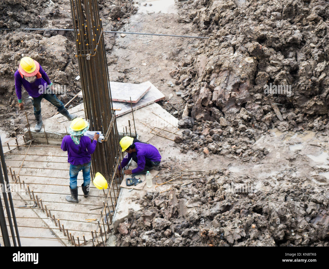 The worker is working on construction site Stock Photo - Alamy