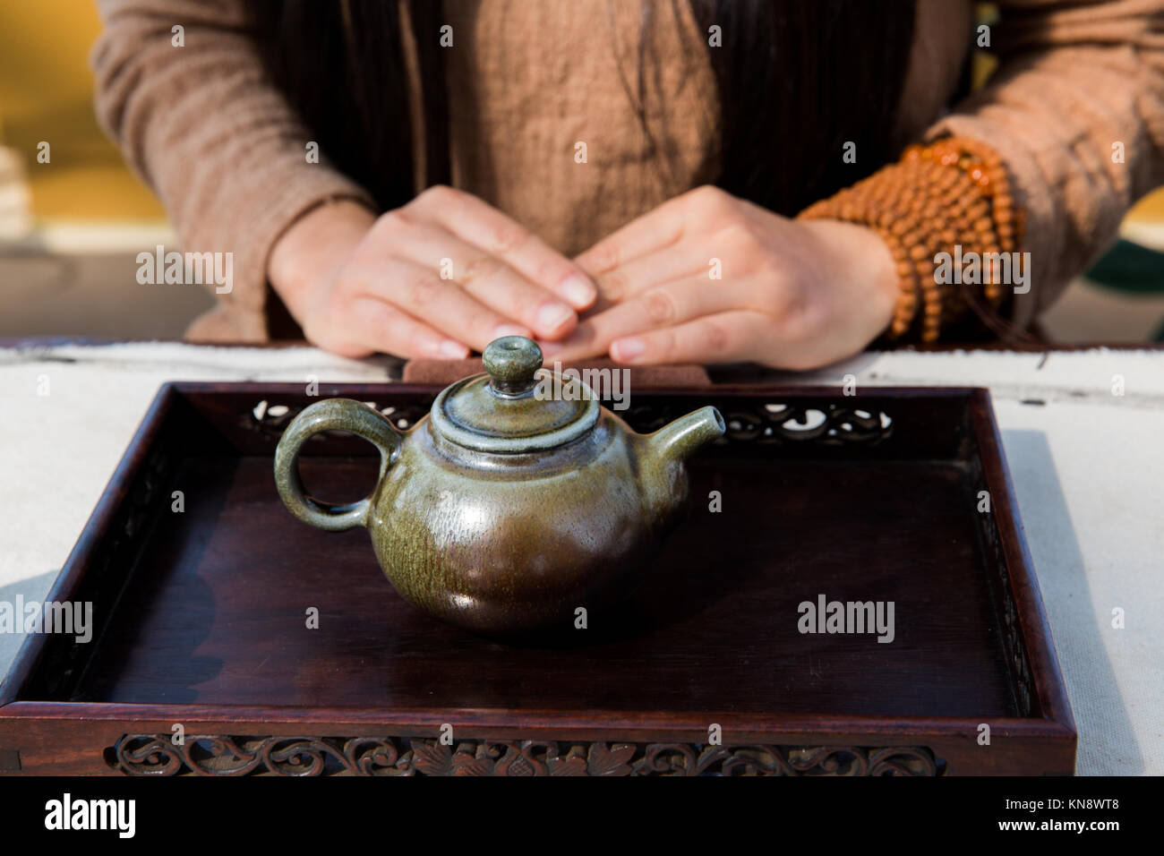 Chinese traditional tea set on table Stock Photo - Alamy