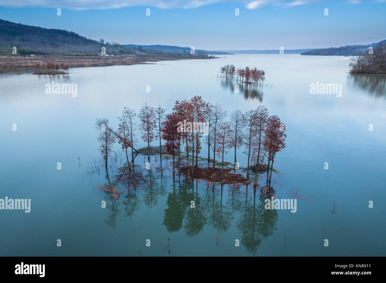 panoramic view of river in natural park of Xuyu,Jiangsu province,China ...