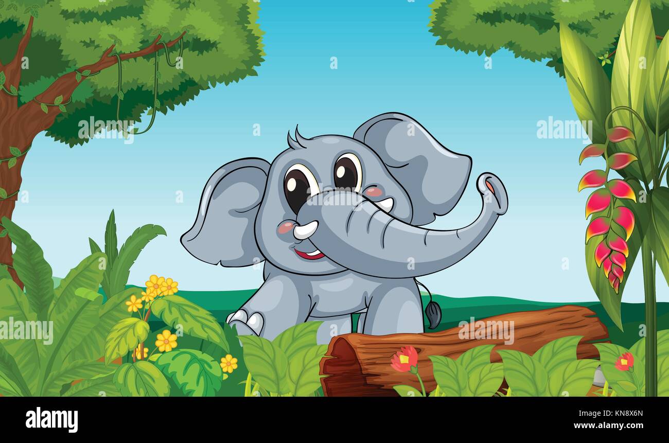 Cartoon Jungle Elephant