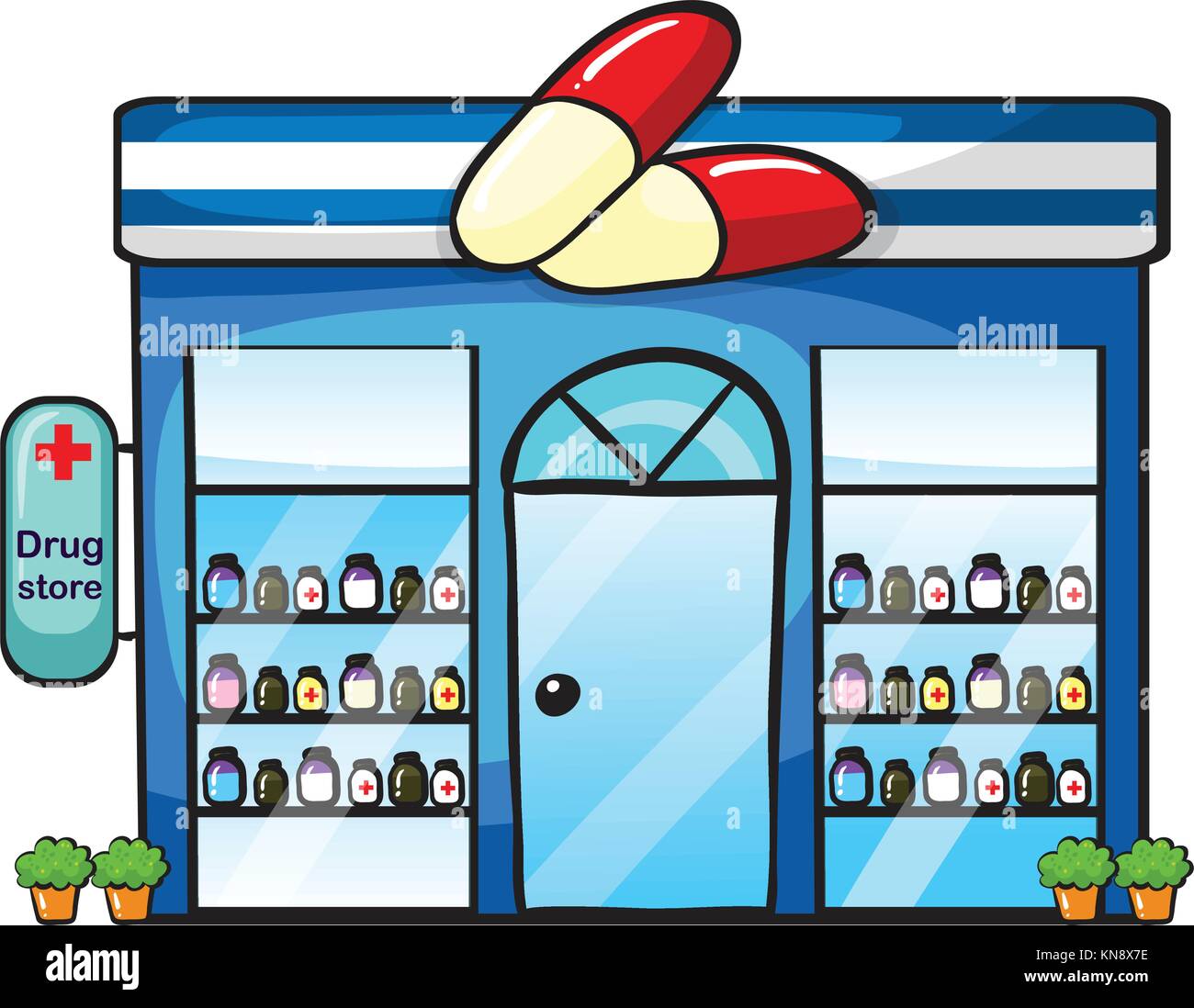 illustration of a drug store on a white background Stock Vector Image ...